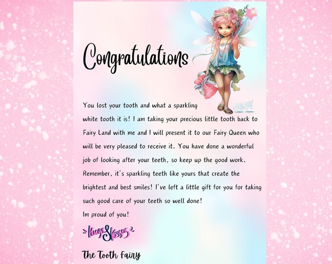 Tooth Fairy Letter, Printable Digital Download, Tooth Fairy Gift, Tooth ...
