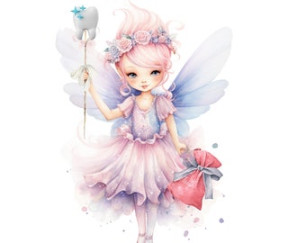 Cute Tooth Fairy, Watercolor Clipart, PNG Fairy Clipart, Fairy Tale ...