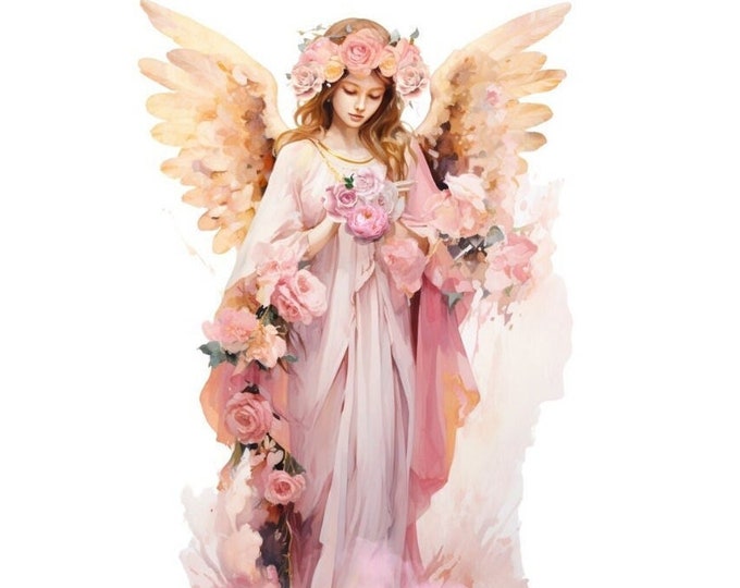 Watercolor Clipart, Flower Angel, Angel Clipart, Angel Clip Art, Angel ...