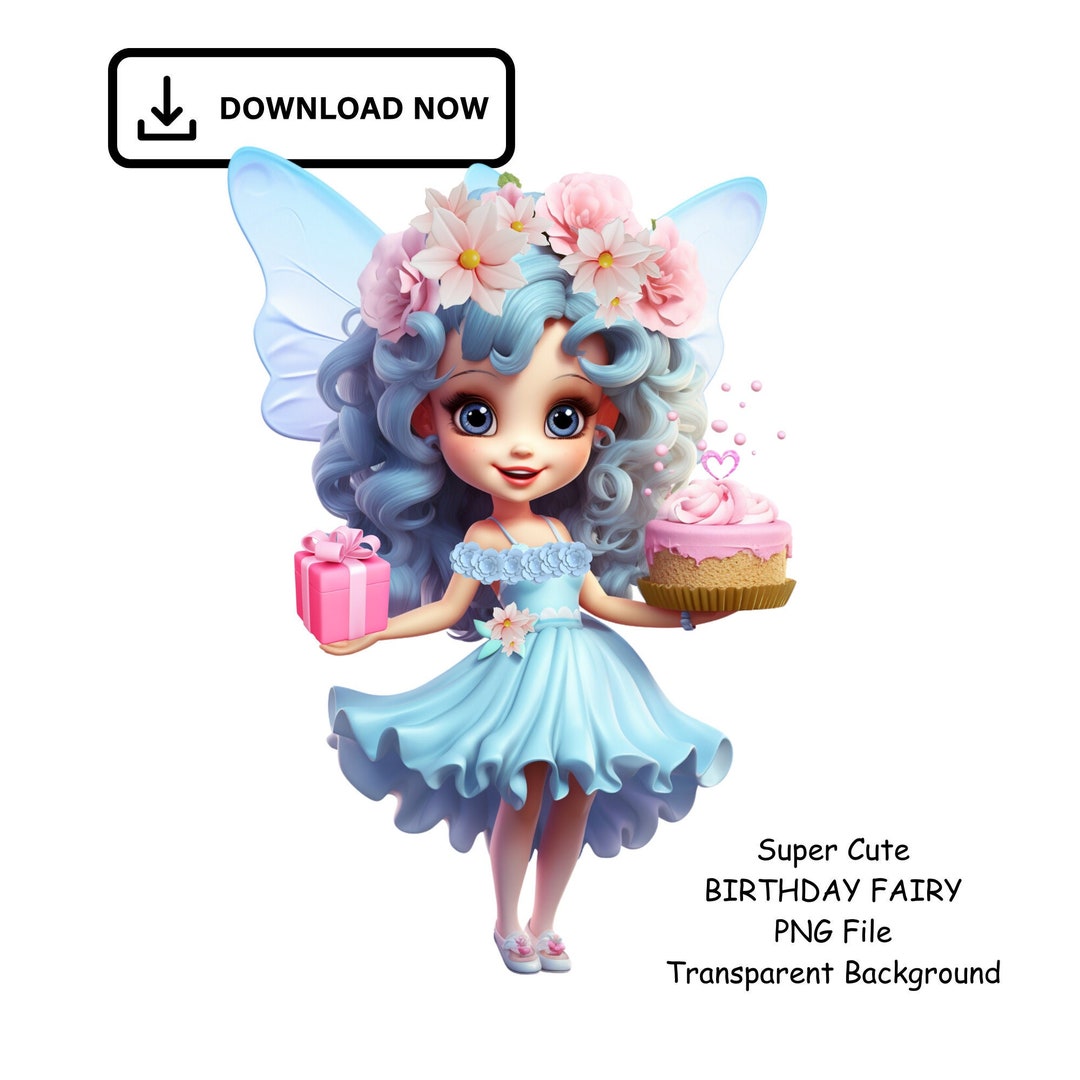 Birthday Fairy Clipart, Cute Birthday Fairy PNG, Cute Fairy PNG, Cute ...