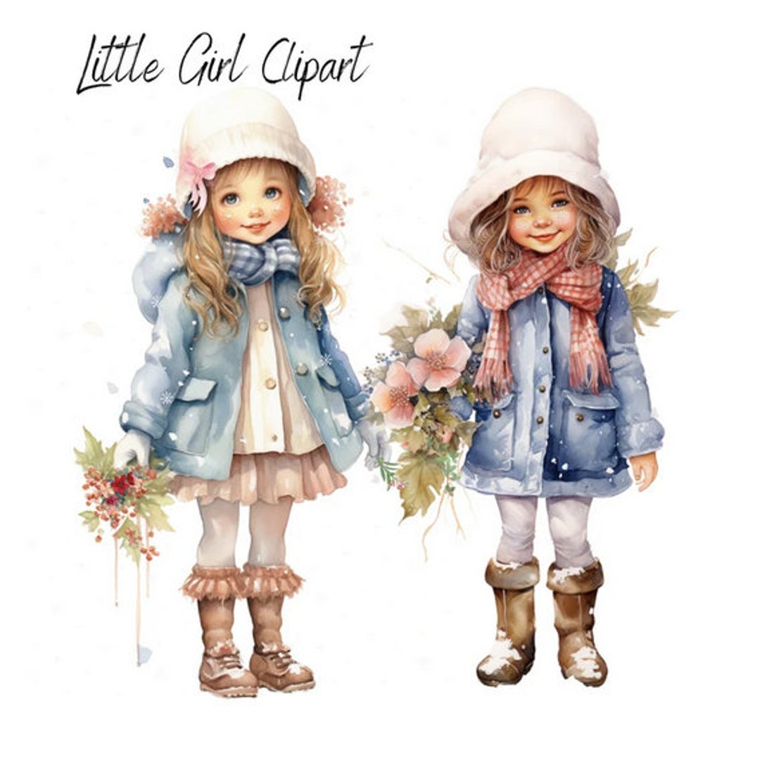 Cute Little Girl Clip Art, Winter Girl Clip Art, Girls Clip Art, Cute ...