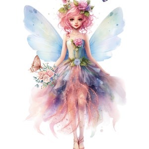 Cute Forest Fairy Clipart, Flower Fairy Clip Art, Fairies, Watercolor ...
