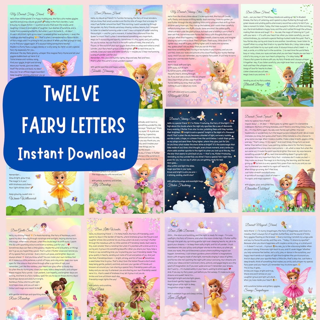 12 Magical Fairy Letters for Kids, Digital Download, Inspirational ...