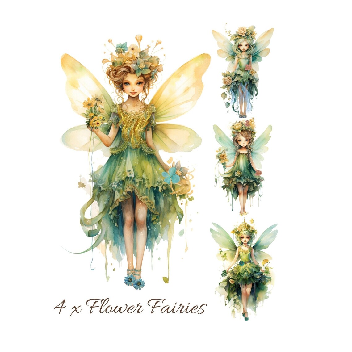 Cute Forest Fairy Clipart, Flower Fairy Clip Art, Girls Printable PNG ...