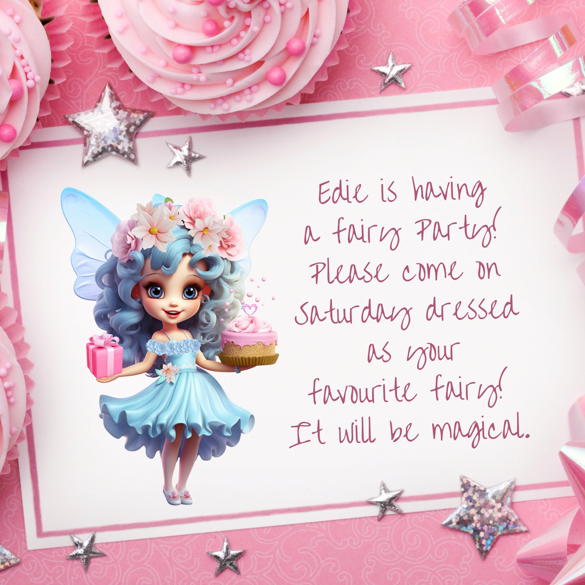 Birthday Fairy Clipart, Cute Birthday Fairy PNG, Cute Fairy PNG, Cute ...
