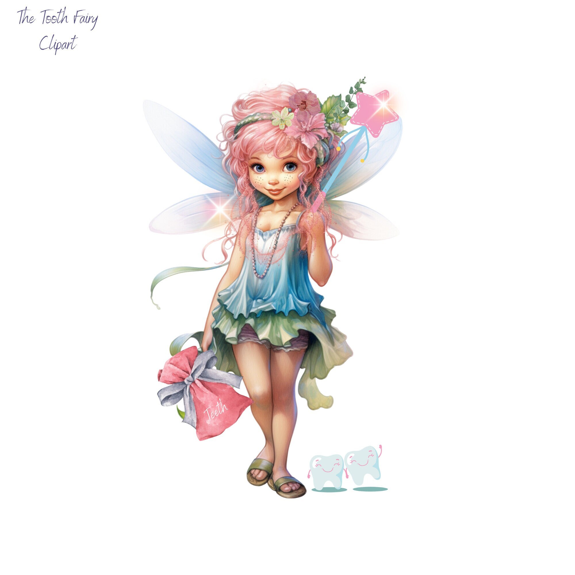 Cute Tooth Fairy, Watercolor Clipart, PNG Fairy Clipart, Fairy Tale ...