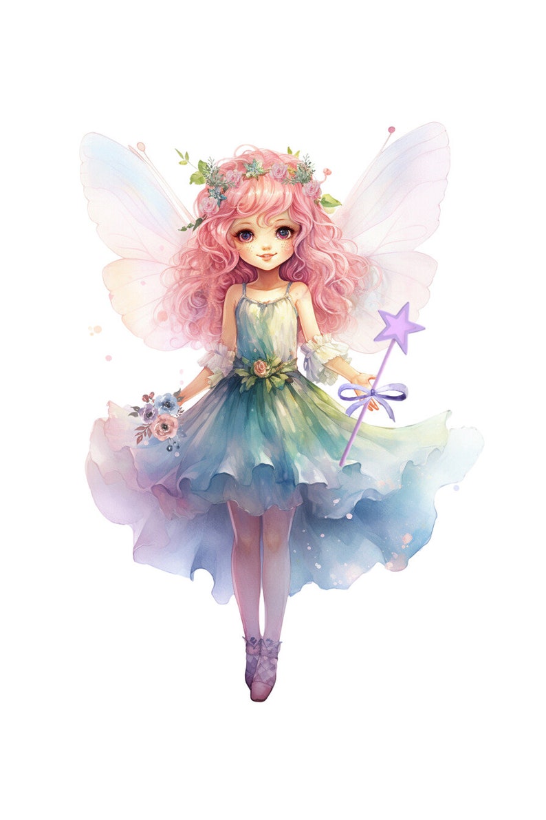Cute Forest Fairy Clipart, Flower Fairy Clip Art, Fairies, Watercolor ...