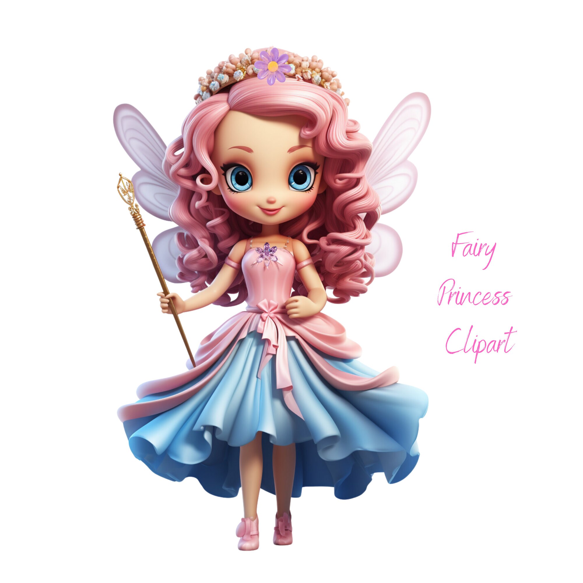 Cute Fairy Clipart, Fairy Princess PNG Instant Download, Cute Fairy ...