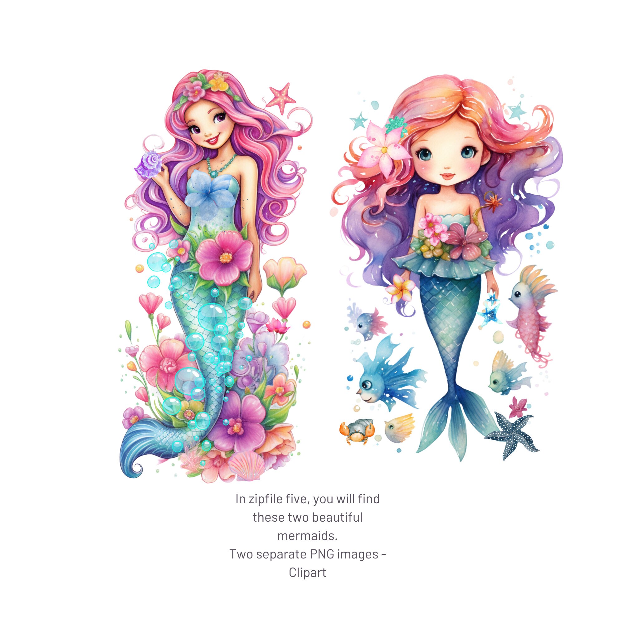 Clipart Bundle of Ten Little Mermaids Mermaid Clip Art - Etsy UK