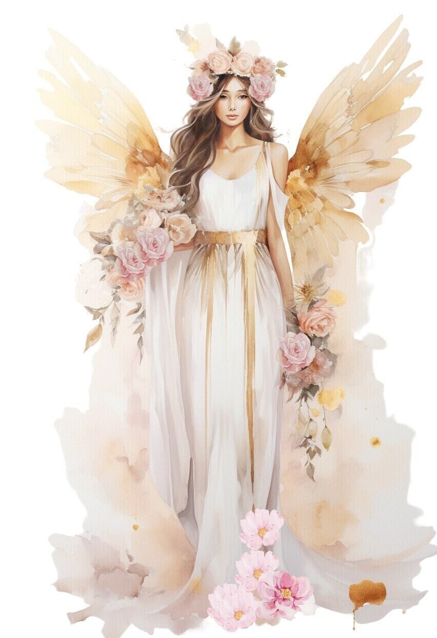 Watercolor Flower Angels, Angel Clipart, Angel Clip Art, Angel PNG ...