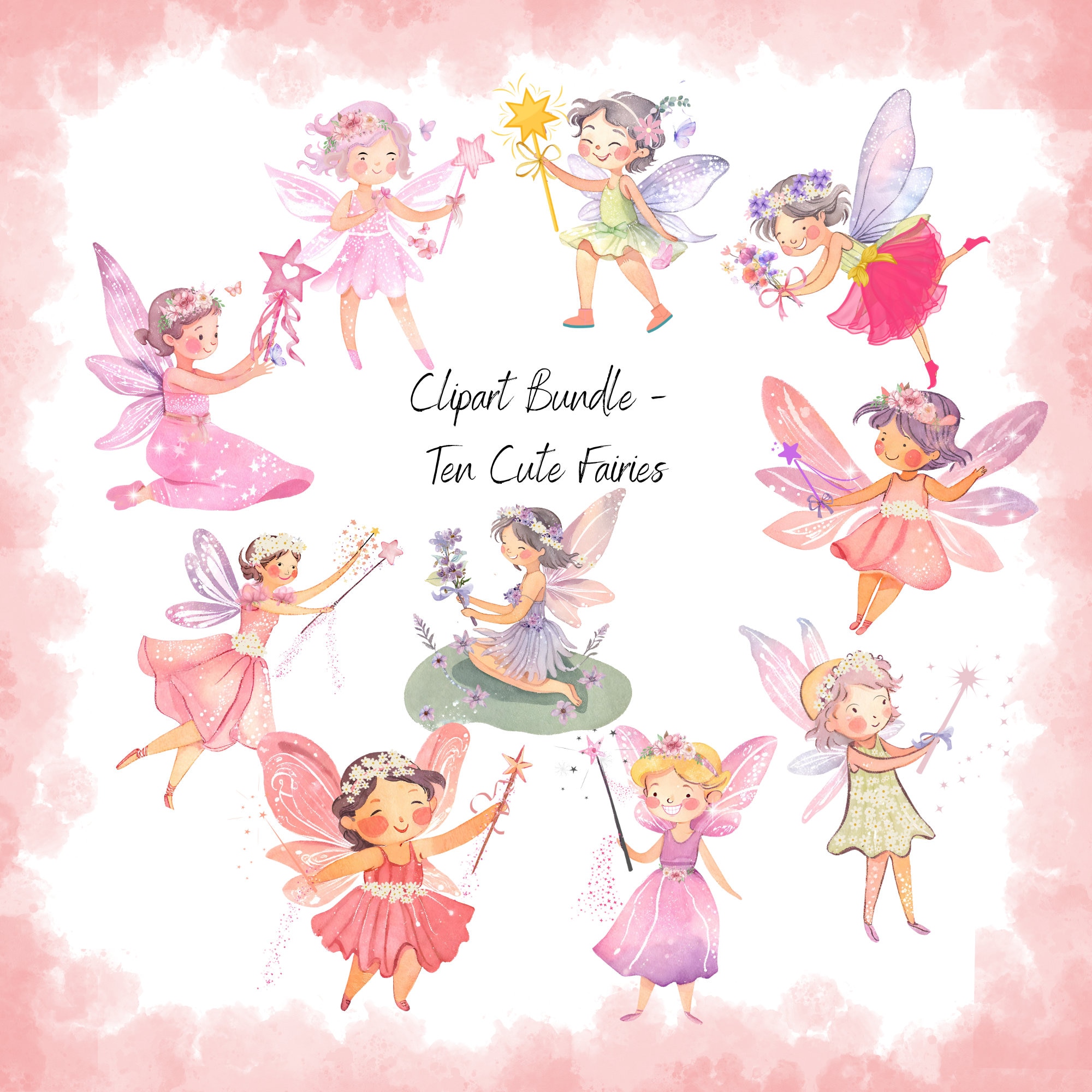 Clipart Bundle of Ten Fairies, Cute Fairy Clipart, Fairytale Clip Art ...