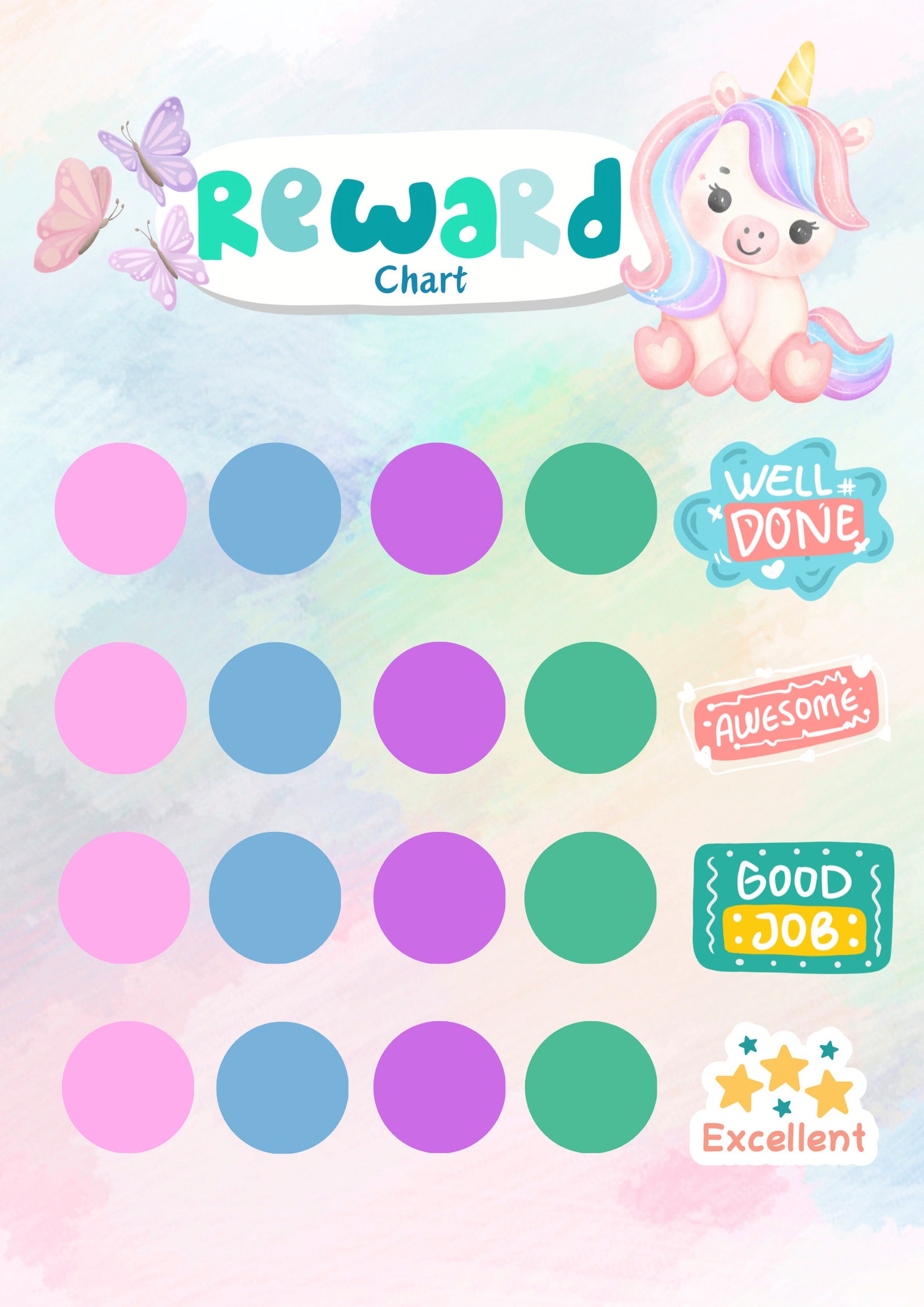 Reward Chart, Unicorn Reward Chart, Reward Chart Printable, Kids Reward ...