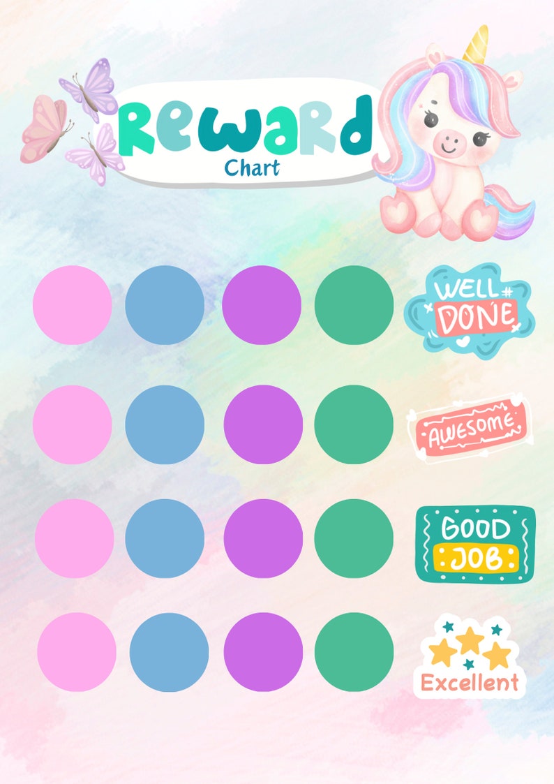 Reward Chart, Unicorn Reward Chart, Reward Chart Printable, Kids Reward ...
