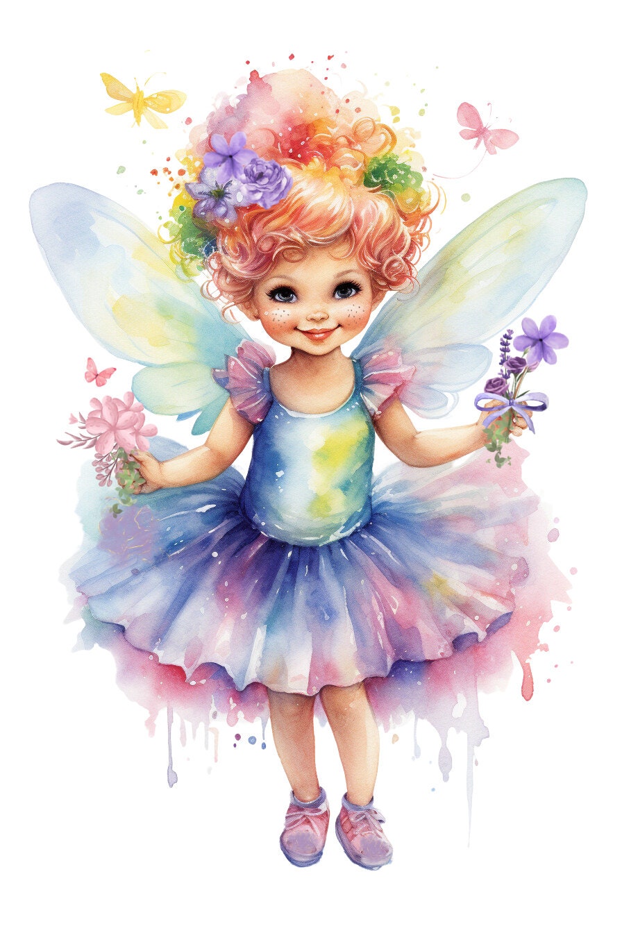Cute Fairy Clipart, Bundle of 5, Cute Flower Fairy Clipart, Magical ...