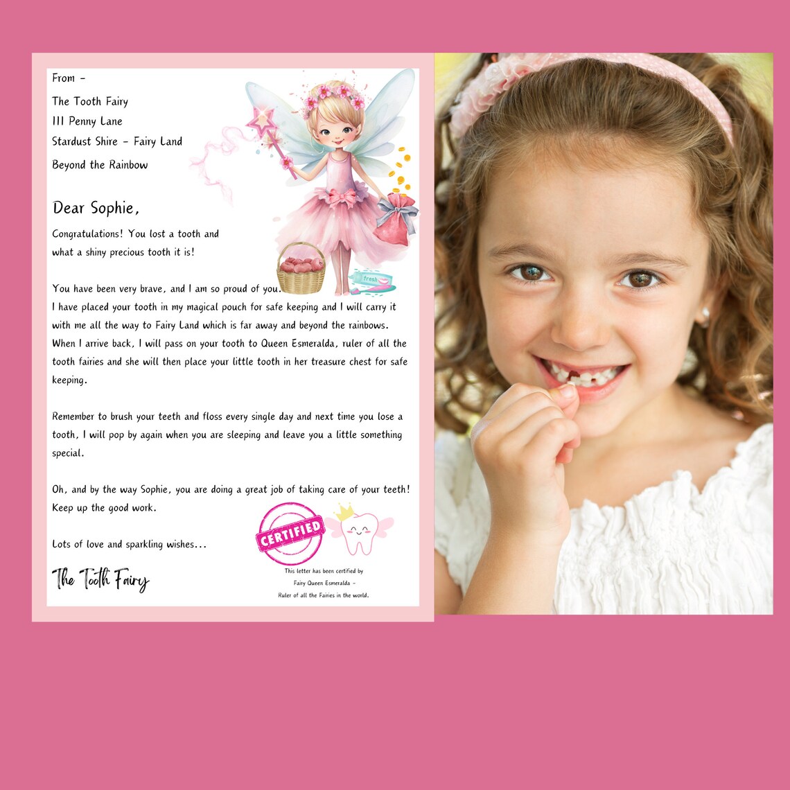 Tooth Fairy Letter PERSONALIZED, Printable Digital Download, Tooth ...