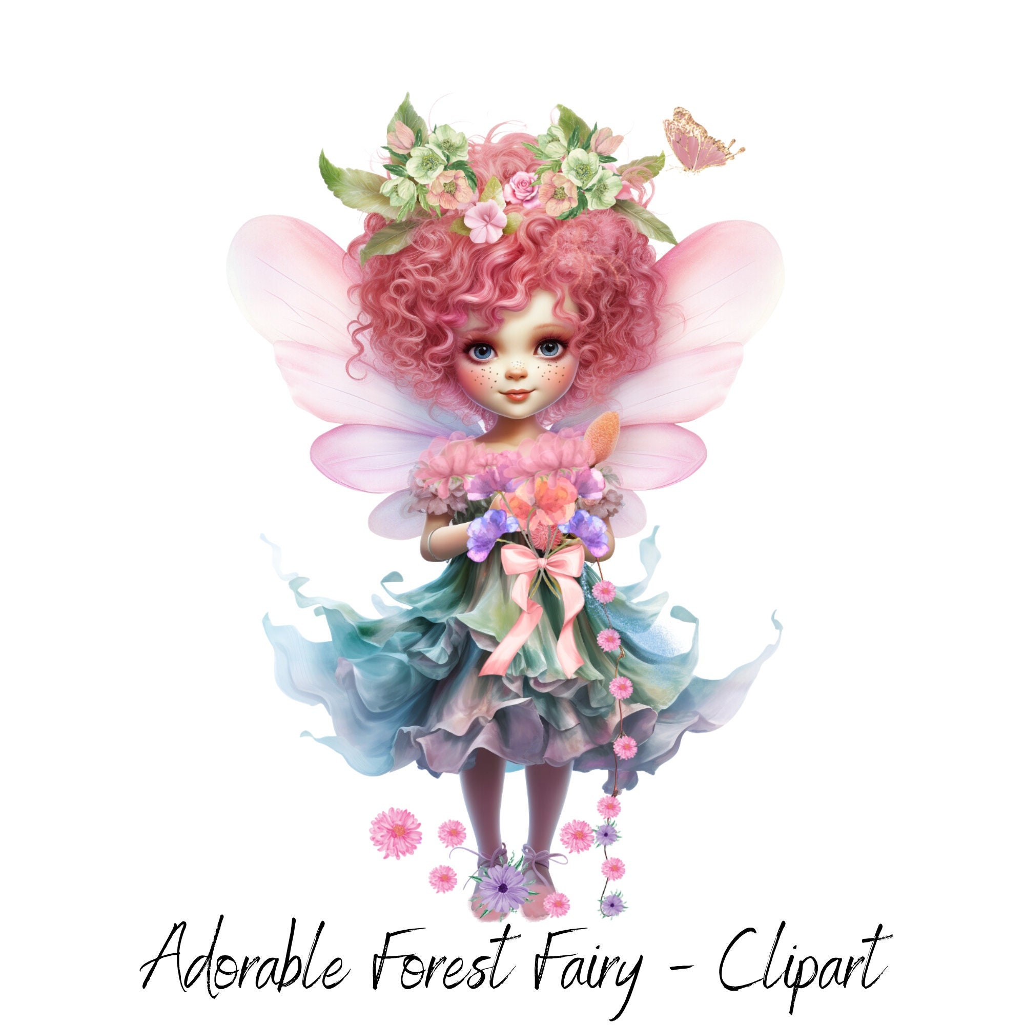 Flower Fairy Clipart, Watercolor Clipart, Cute Fairy Girls Printable ...
