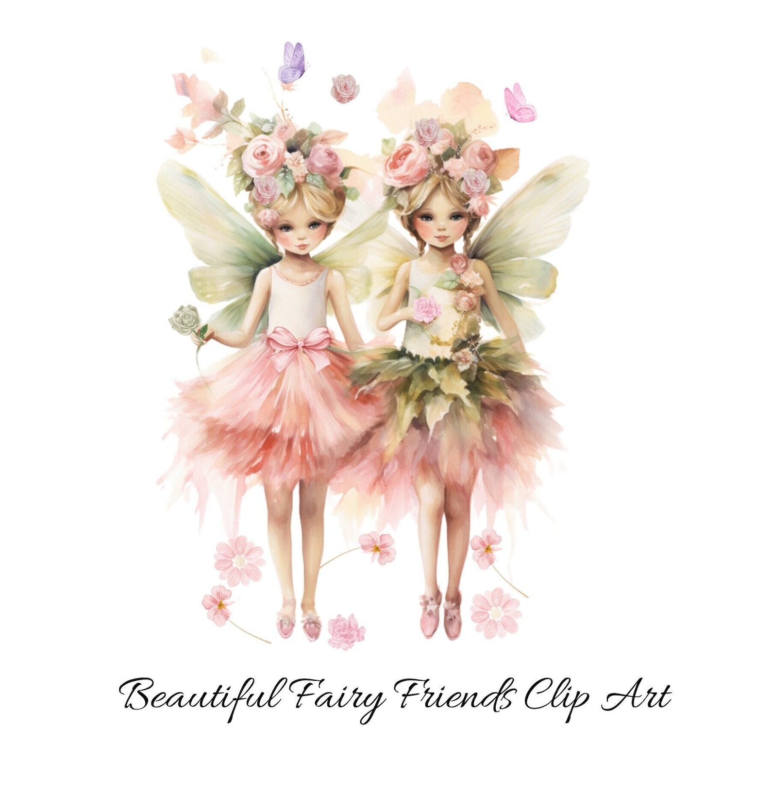 Cute Fairies Magical Watercolor Clipart Fairy Tale Garden - Etsy