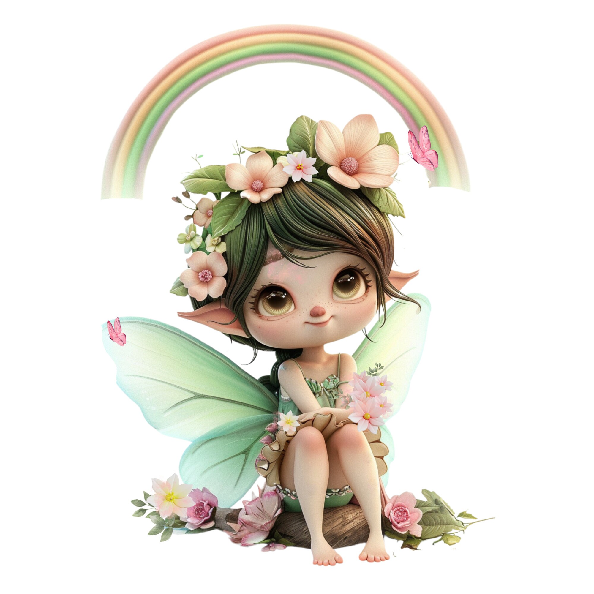 Cute Fairy Clipart, Rainbow Fairy PNG, Digital Download, Rainbow Fairy ...