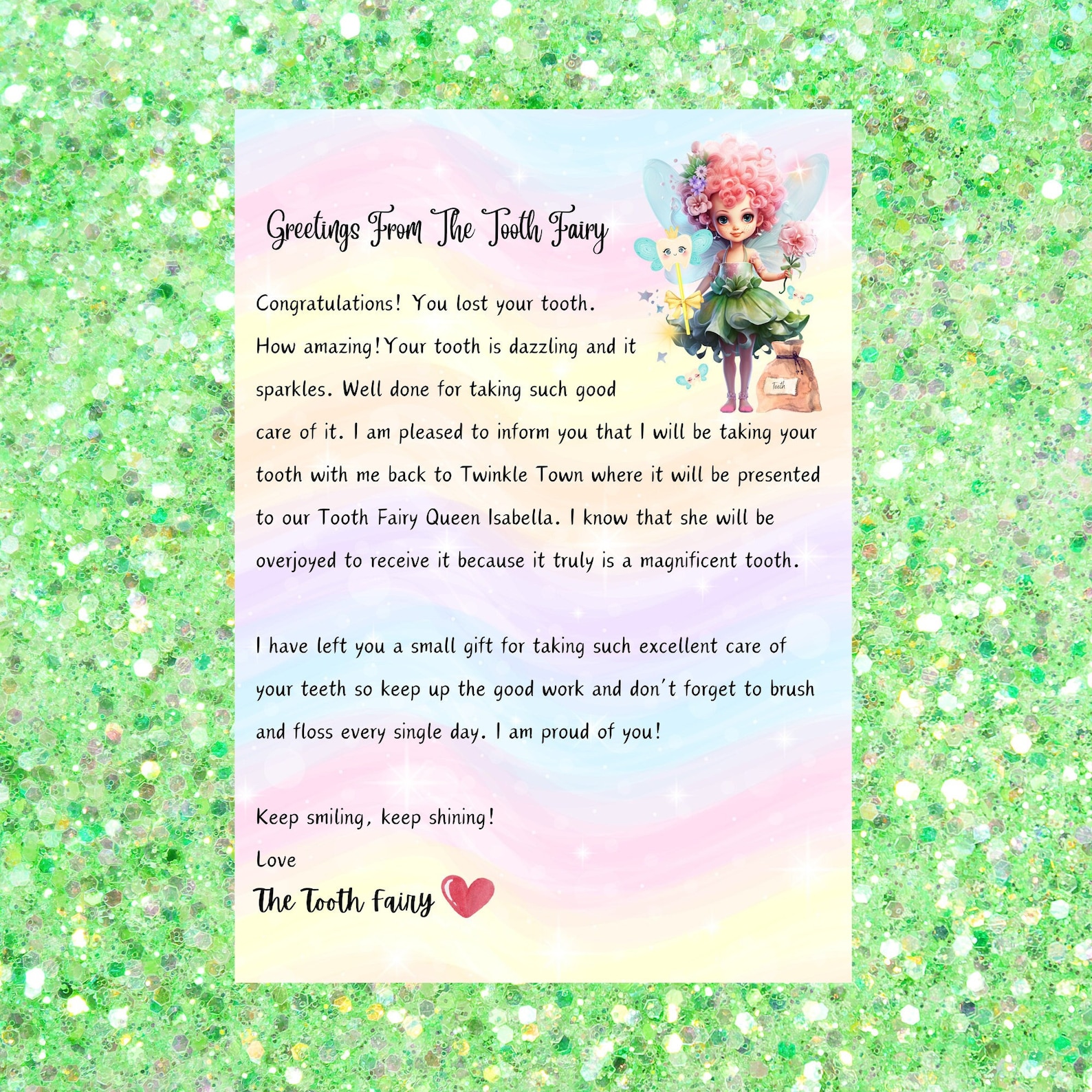 Tooth Fairy Letter: Printable Note & Receipt (digital Download, PDF A4 ...