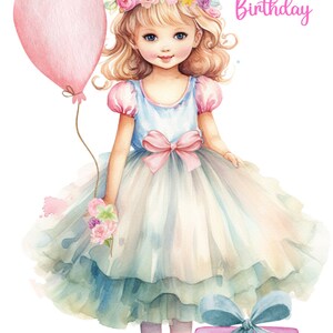 Cute Birthday Girl PNG, Princess PNG, Princess Birthday, Watercolor ...