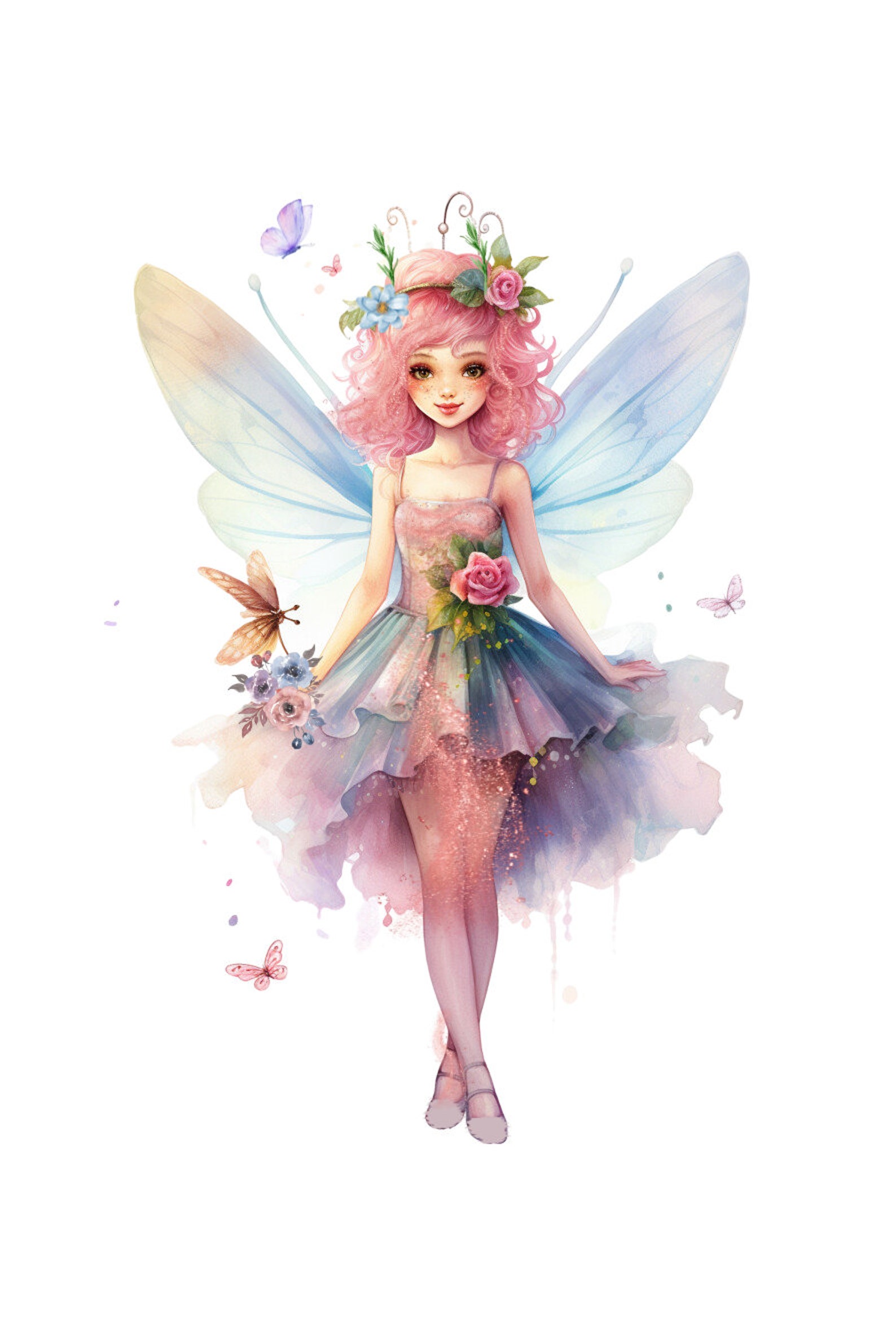 Cute Forest Fairy Clipart, Flower Fairy Clip Art, Fairies, Watercolor ...