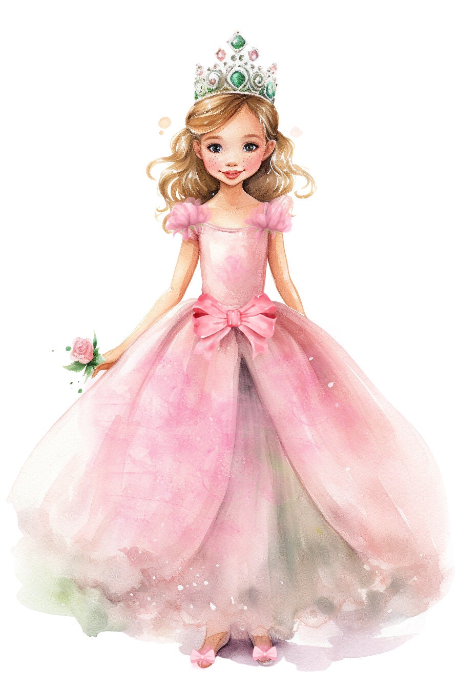 Cute Princess Girl PNG, Bundle of 3, Princess PNG, Princess, Watercolor ...