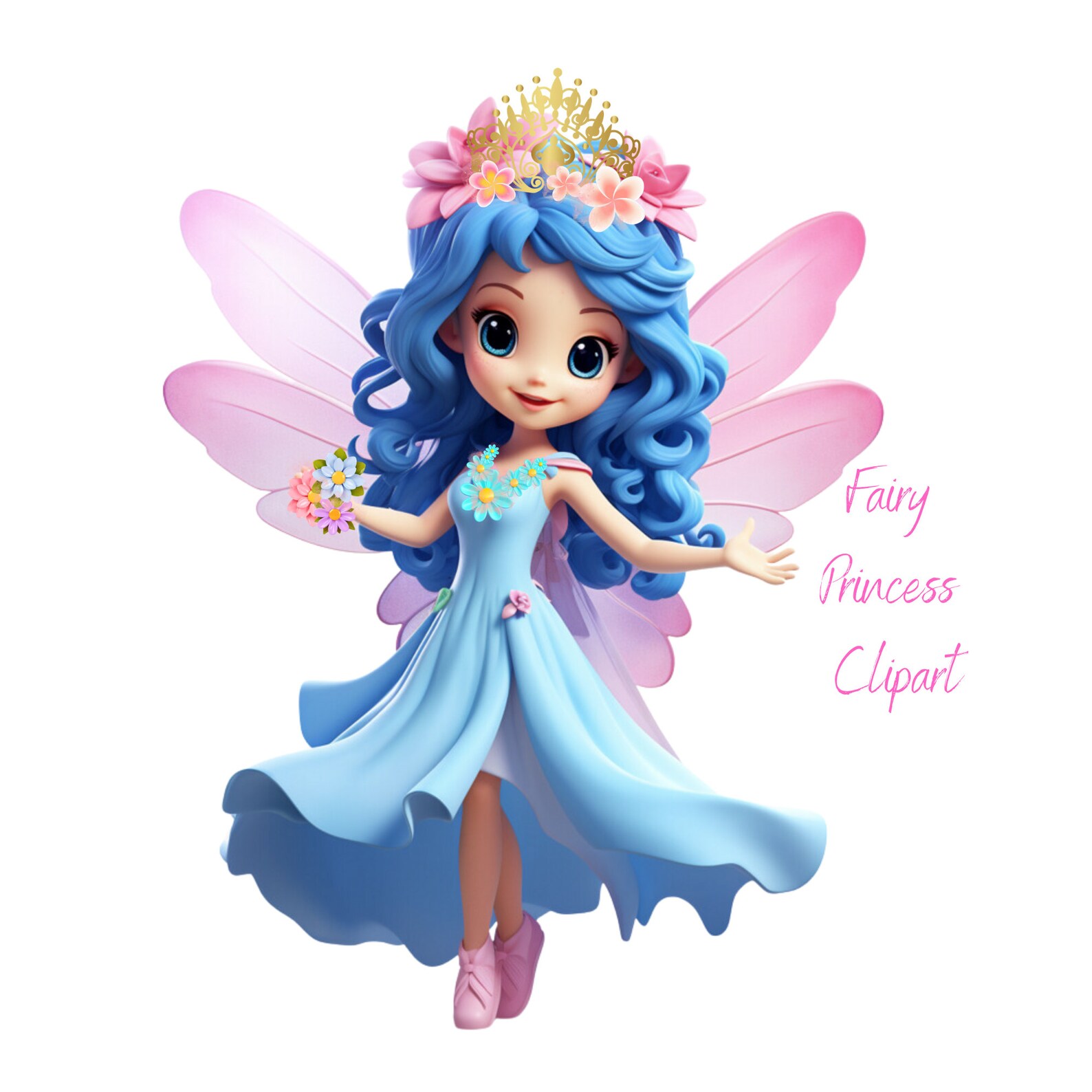 Cute Fairy Clipart, Fairy Princess PNG Instant Download, Cute Fairy ...