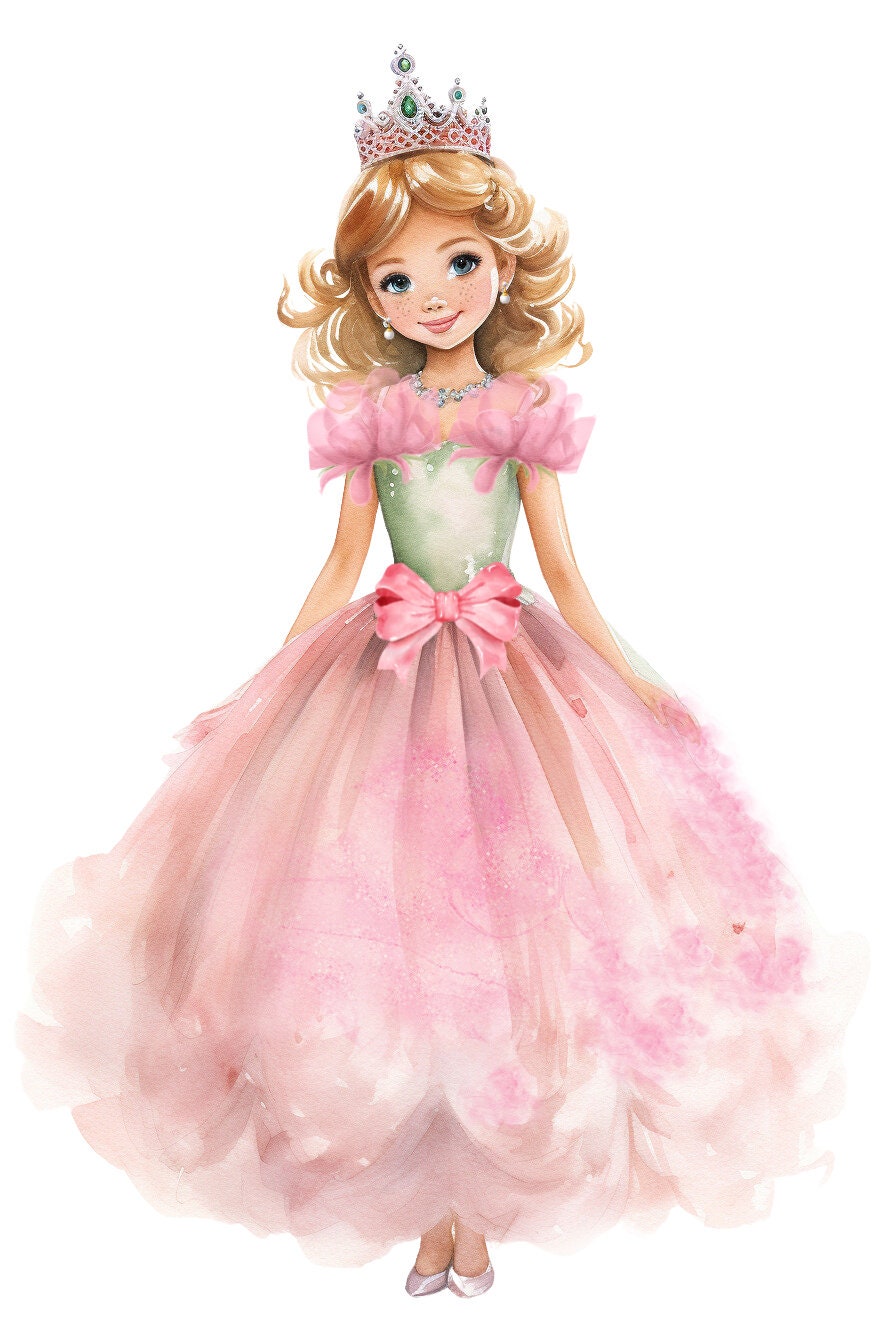Cute Princess Girl PNG, Bundle of 3, Princess PNG, Princess, Watercolor ...