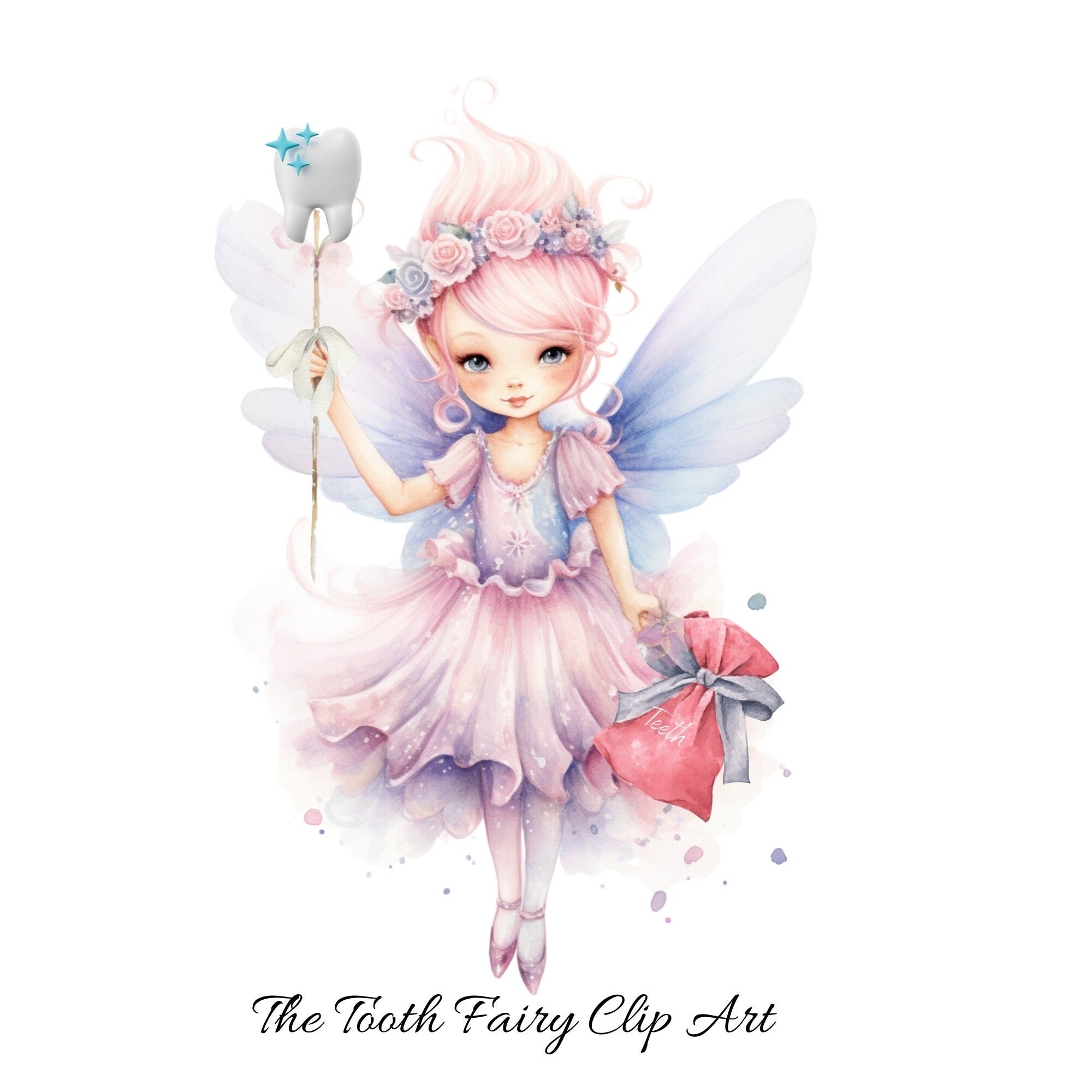 Cute Tooth Fairy, Watercolor Clipart, PNG Fairy Clipart, Fairy Tale ...