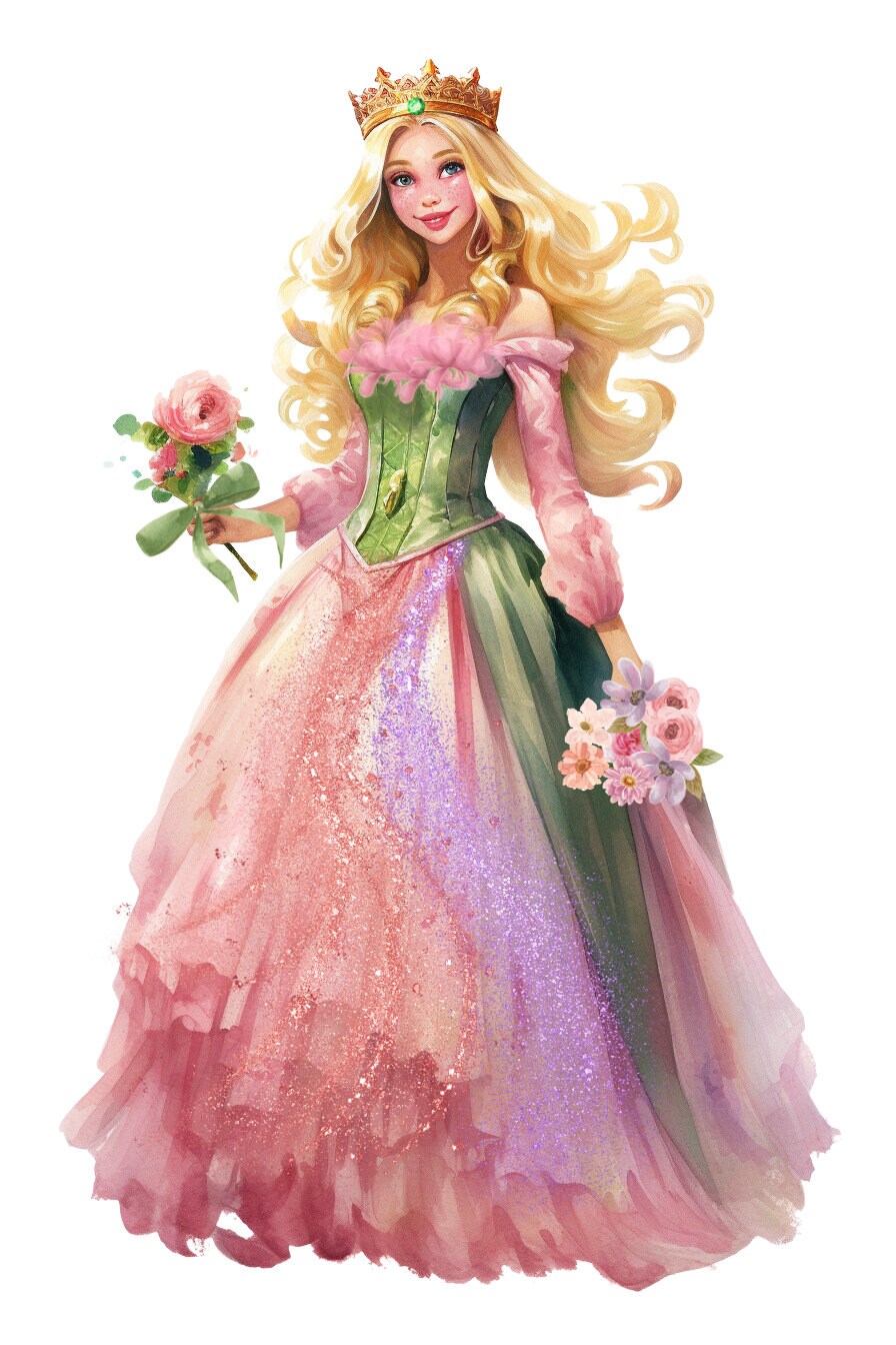 Princess Clipart, Watercolor Princess, Princess PNG, Enchanting ...