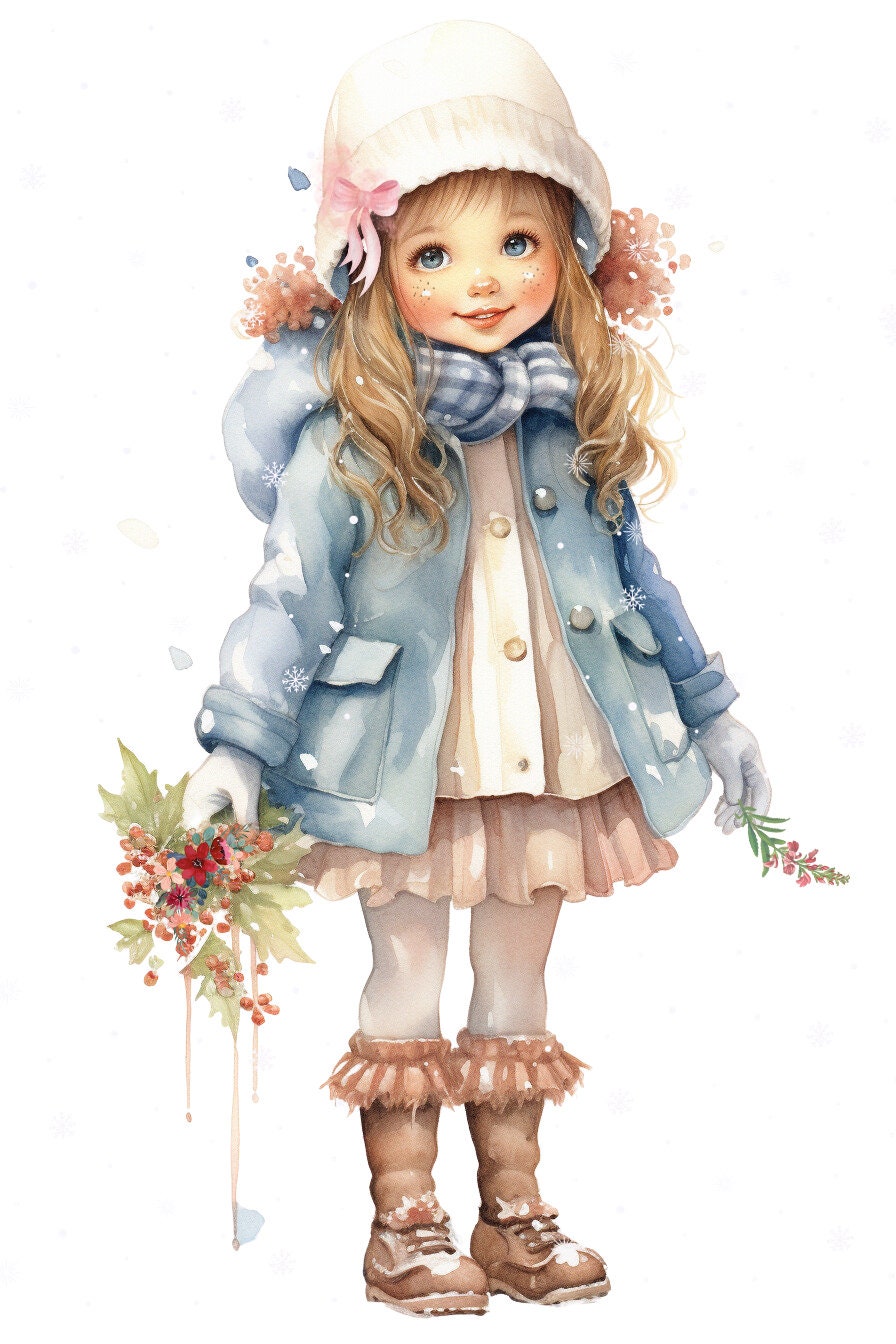Cute Little Girl Clip Art, Winter Girl Clip Art, Girls Clip Art, Cute ...