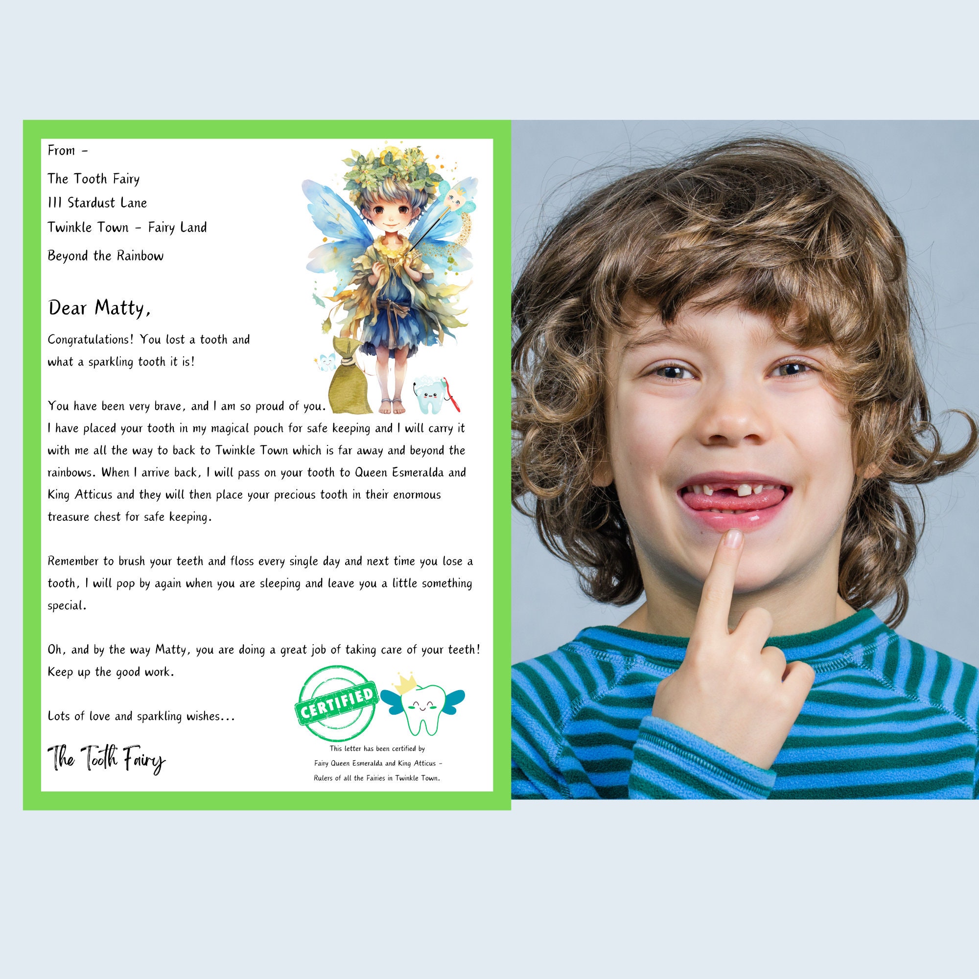 Tooth Fairy Letter PERSONALIZED, Printable Digital Download, Tooth ...