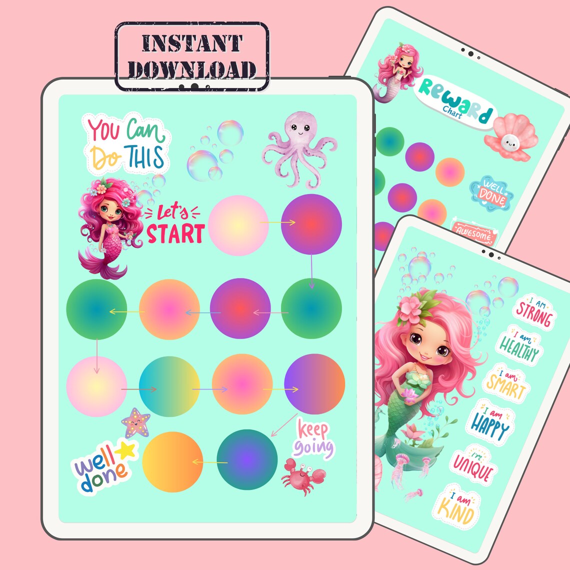 Reward Chart, Mermaid Reward Chart, Reward Chart Printable, Kids Reward ...