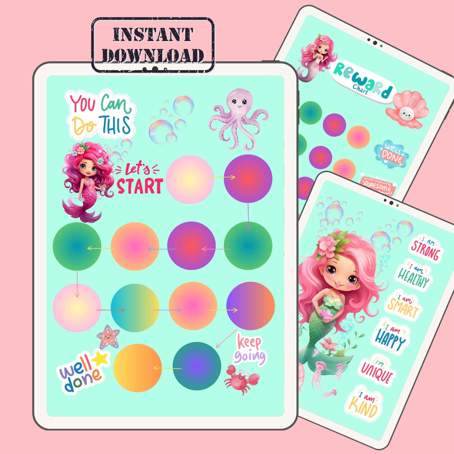 Reward Chart, Mermaid Reward Chart, Reward Chart Printable, Kids Reward ...