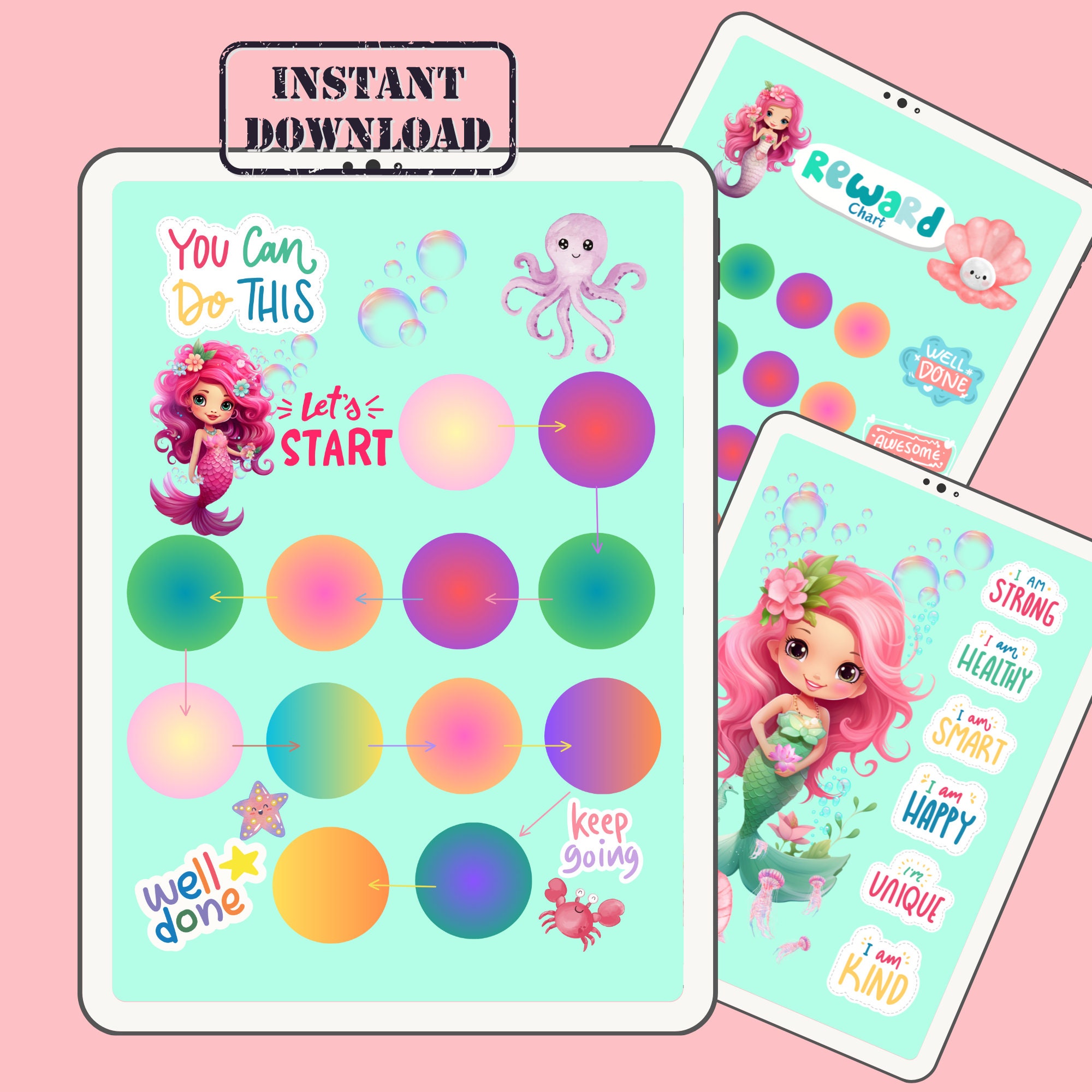 Reward Chart, Mermaid Reward Chart, Reward Chart Printable, Kids Reward ...
