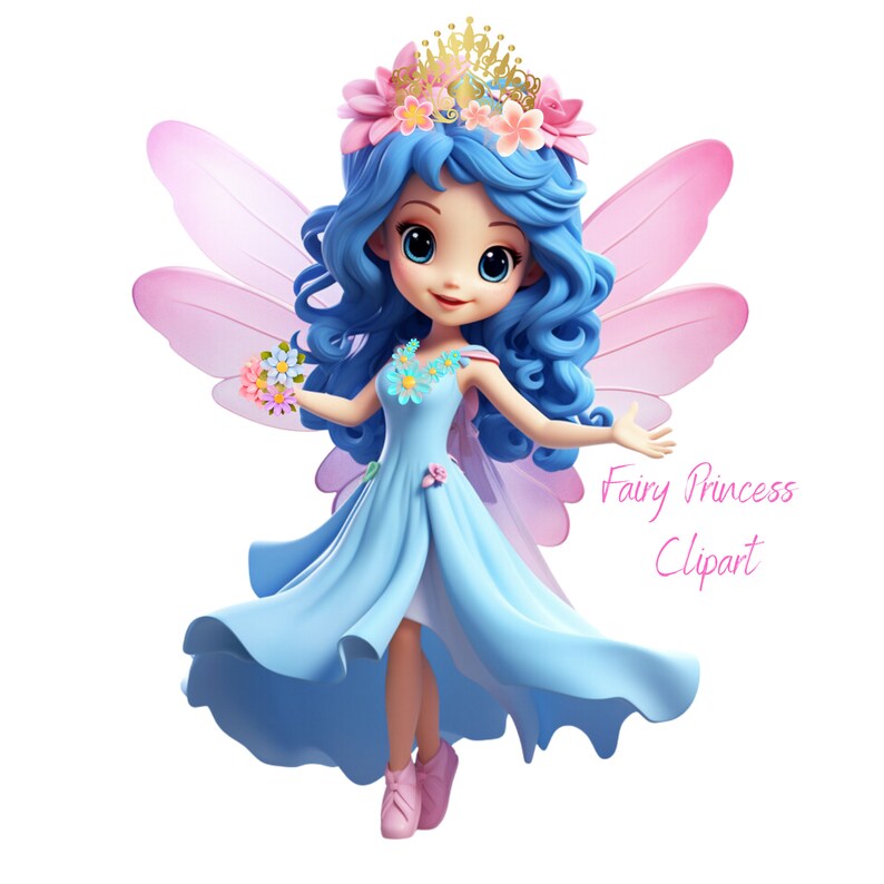 Cute Fairy Clipart, Fairy Princess PNG Instant Download, Cute Fairy ...
