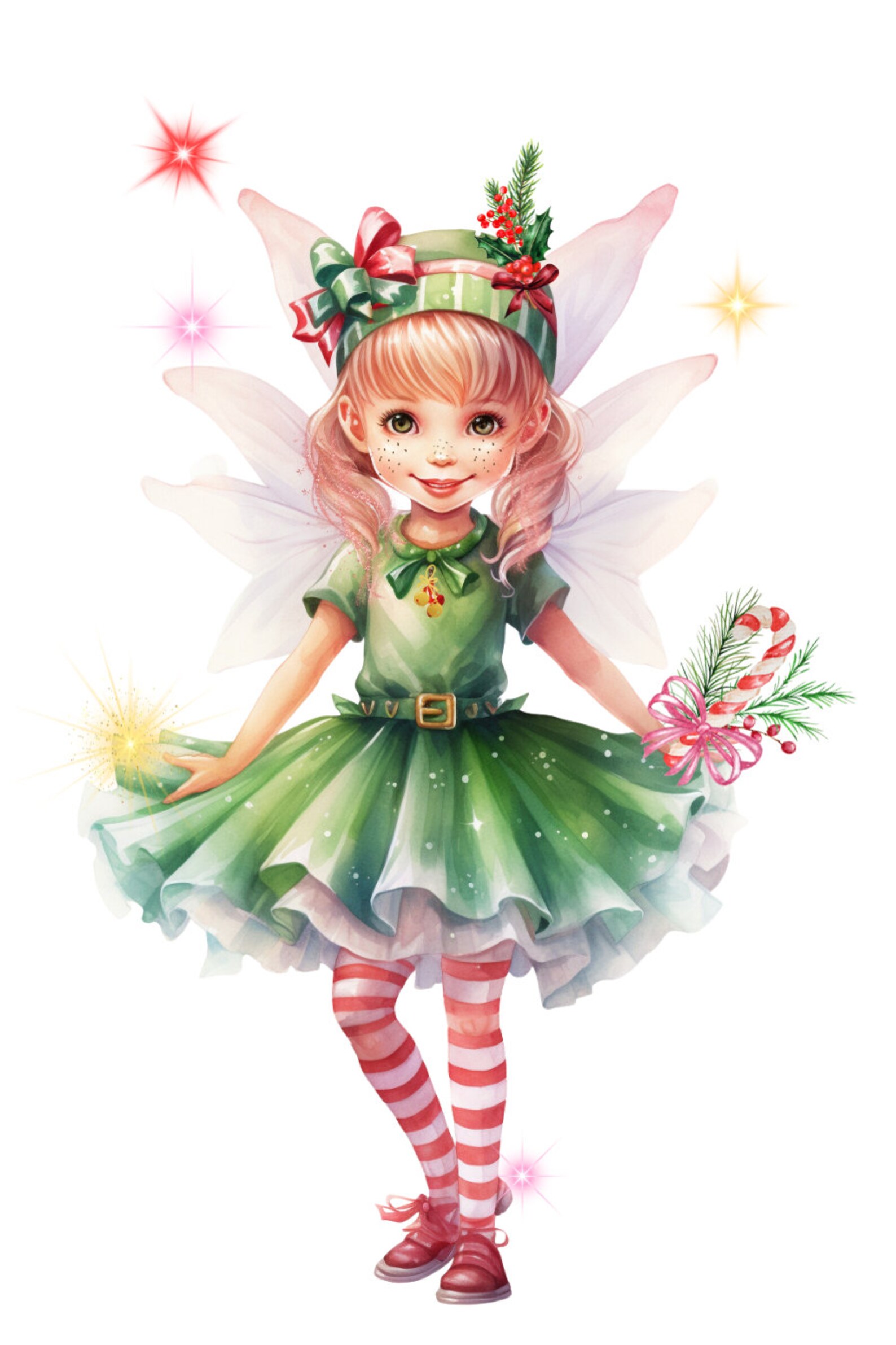 Christmas Fairy PNG Bundle, 3 Beautiful Holiday Fairies, Transparent ...