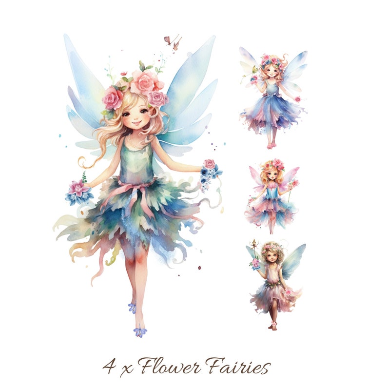 Cute Forest Fairy Clipart, Flower Fairy Clip Art, Fairies, Watercolor ...