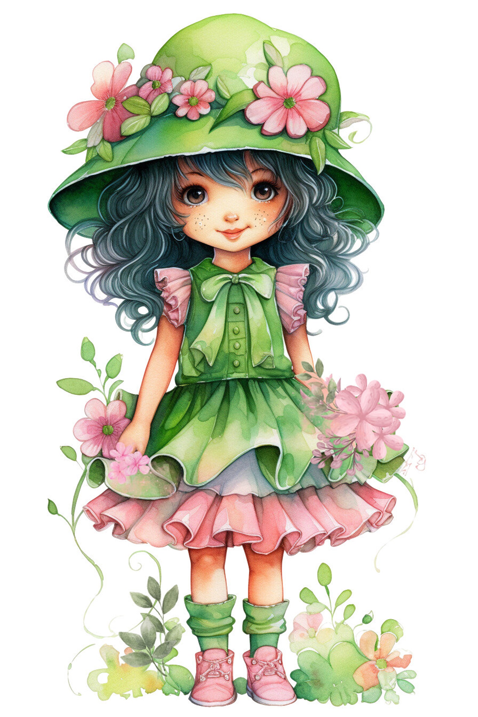 Little Girl Clip Art, Girl Clip Art, Girls Clip Art, Cute Flower Girl ...