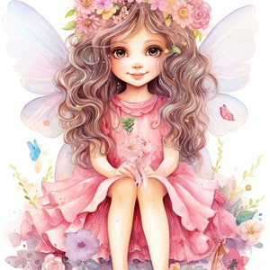 Cute Forest Fairy Clipart, Flower Fairy Clip Art, Fairies, Watercolor ...