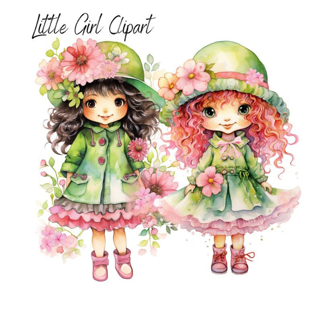 Little Girl Clip Art, Girl Clip Art, Girls Clip Art, Cute Flower Girl ...