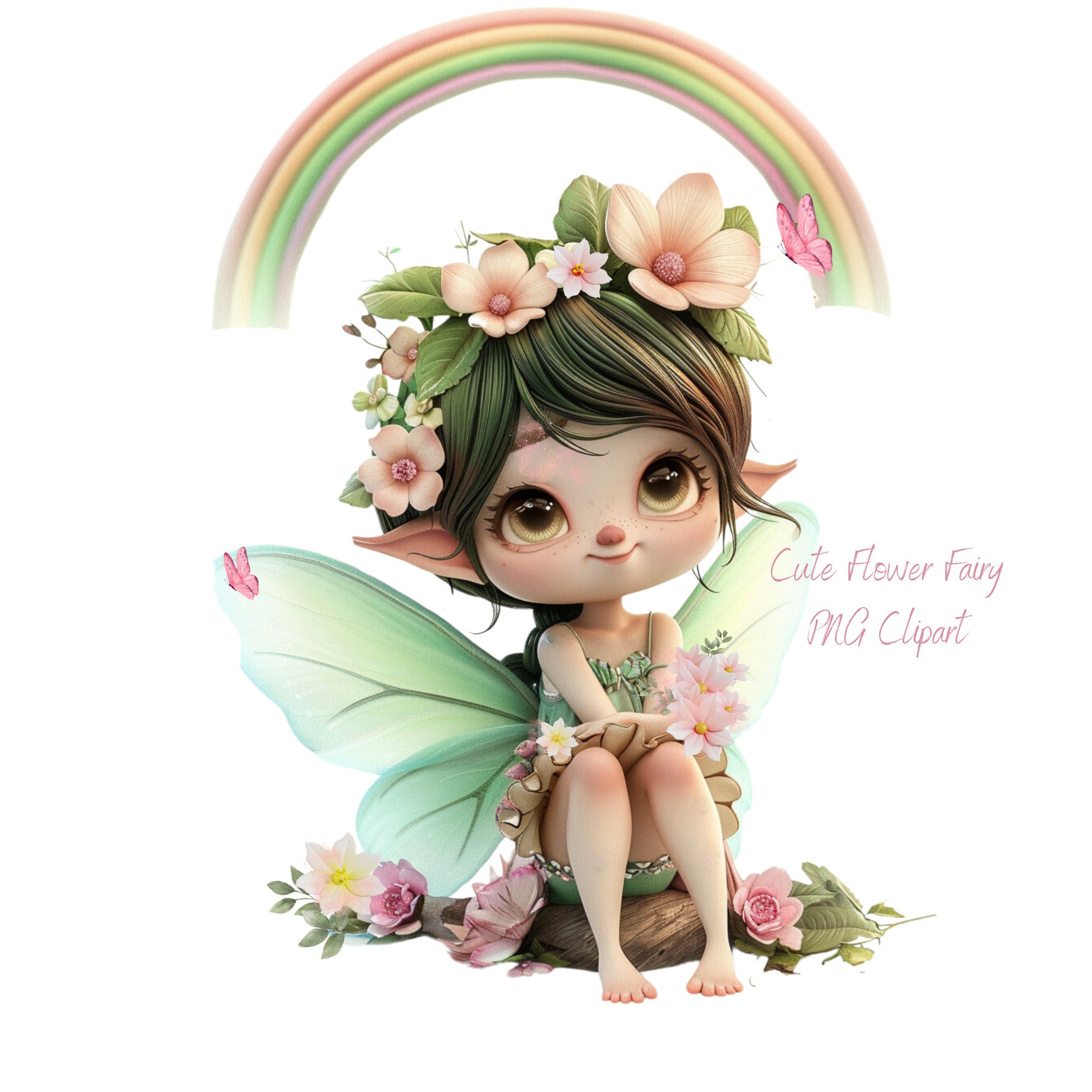 Cute Fairy Clipart, Rainbow Fairy PNG, Digital Download, Rainbow Fairy ...