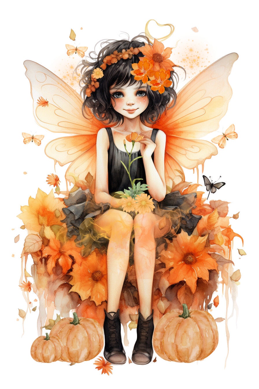 Gorgeous Halloween Clipart One Halloween Fairy Watercolor - Etsy