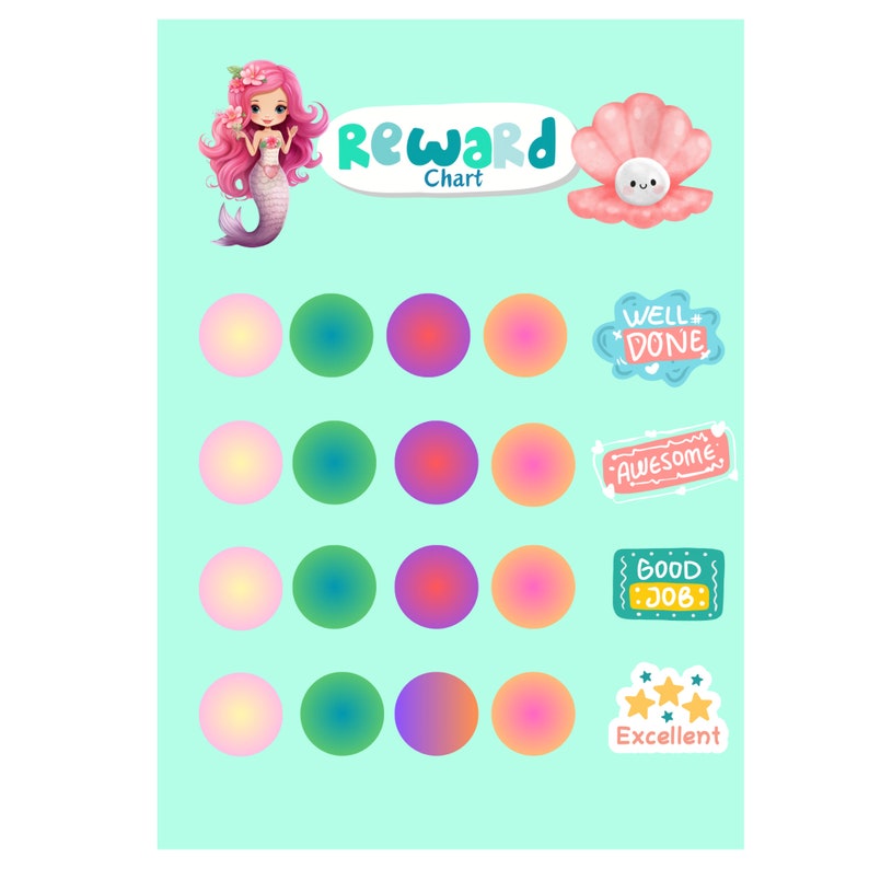 Reward Chart, Mermaid Reward Chart, Reward Chart Printable, Kids Reward ...