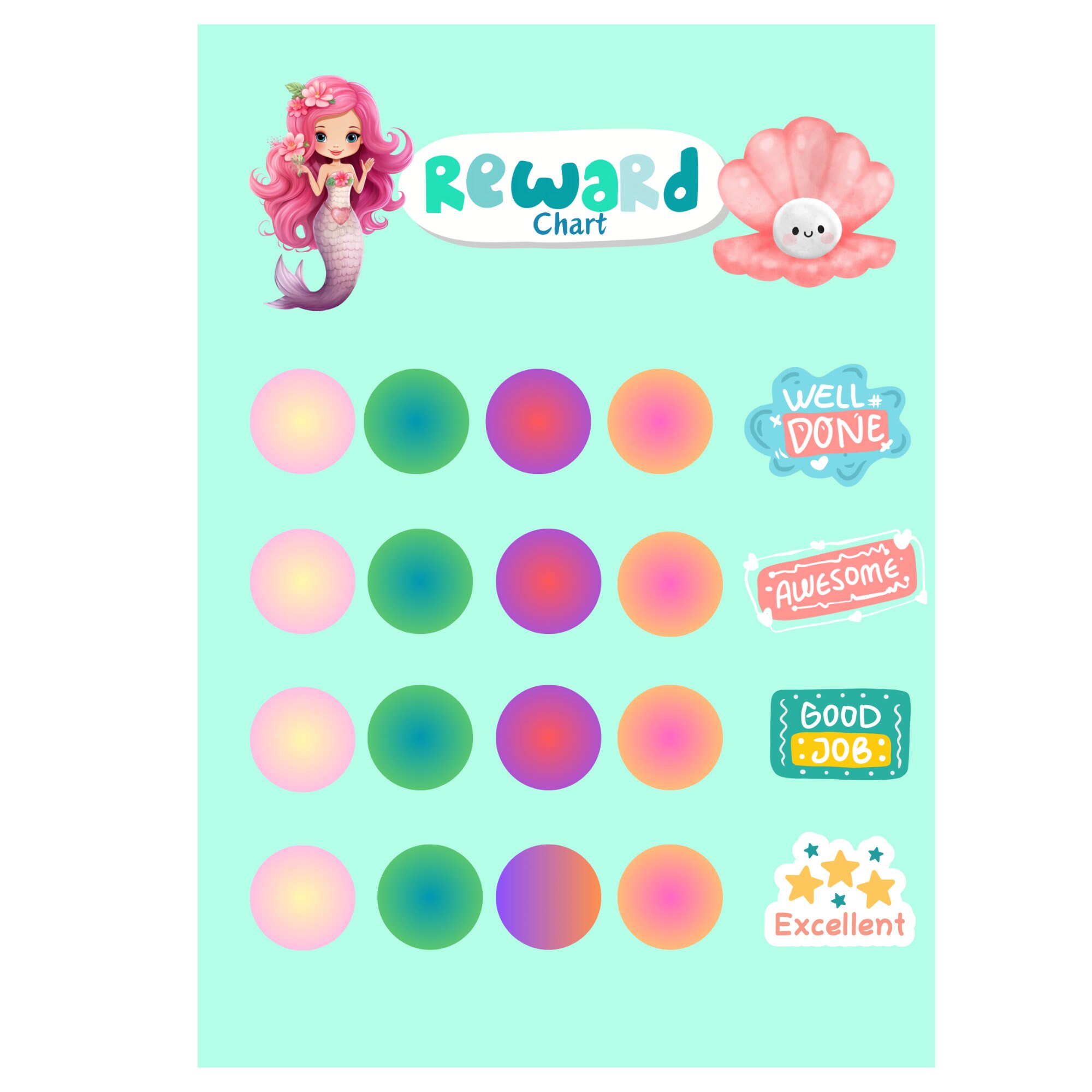 Reward Chart, Mermaid Reward Chart, Reward Chart Printable, Kids Reward ...