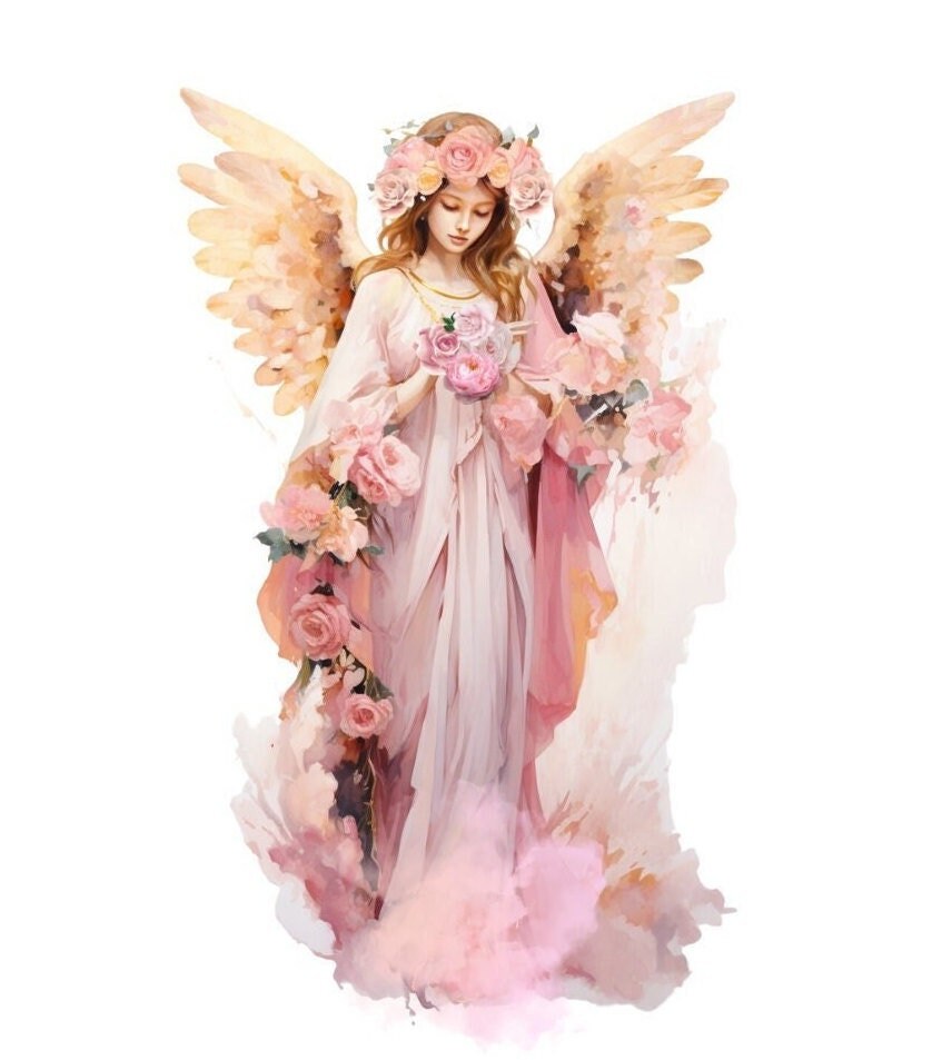 Watercolor Clipart, Flower Angel, Angel Clipart, Angel Clip Art, Angel ...
