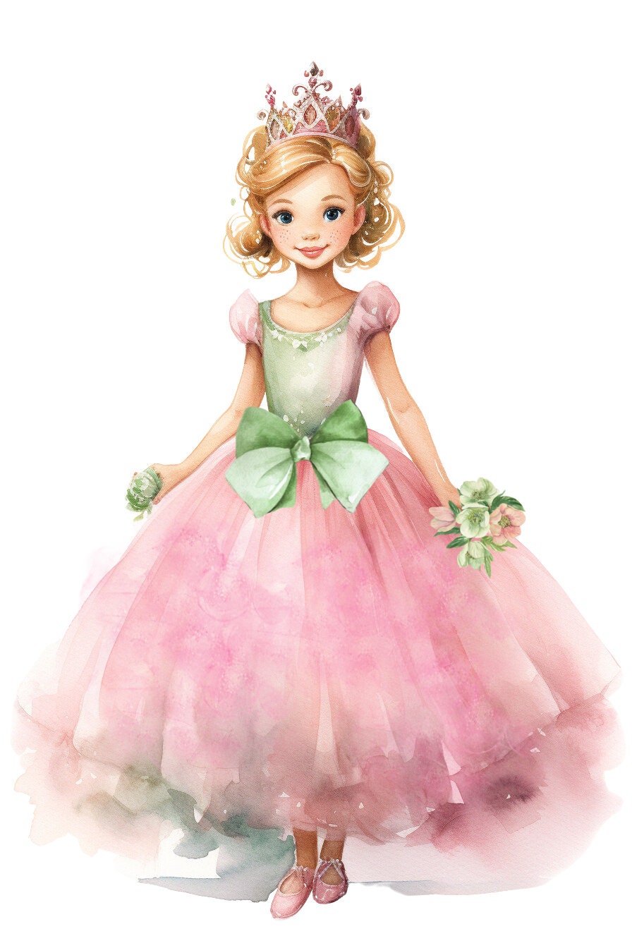 Cute Princess Girl PNG, Bundle of 3, Princess PNG, Princess, Watercolor ...