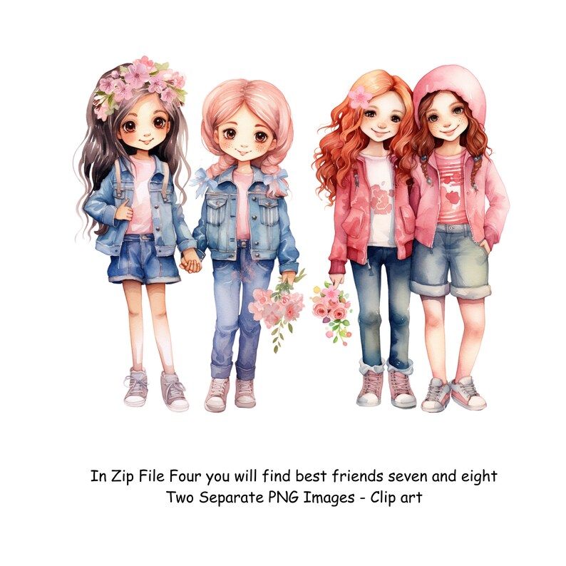 Cute Clipart, Best Friend Clipart, Bundle of 10 PNG Files Transparent ...