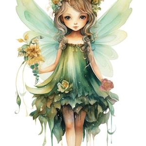 Cute Forest Fairy Clipart, Flower Fairy Clip Art, Girls Printable PNG ...