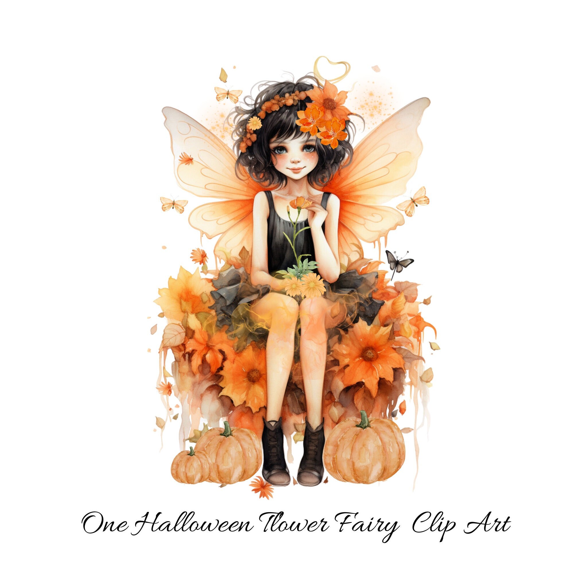 Gorgeous Halloween Clipart One Halloween Fairy Watercolor - Etsy